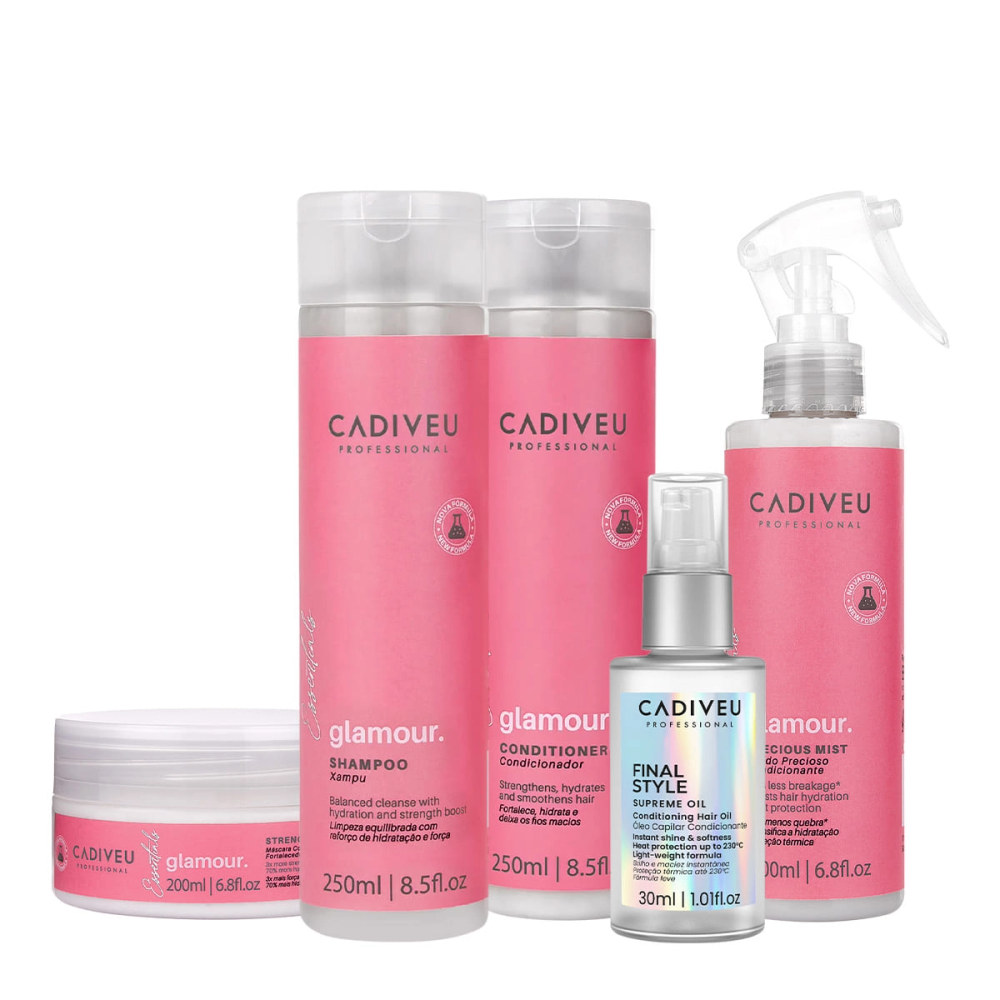 Kit Cadiveu Professional Glamour Hair Care Total E Final Style Oil (5 ...